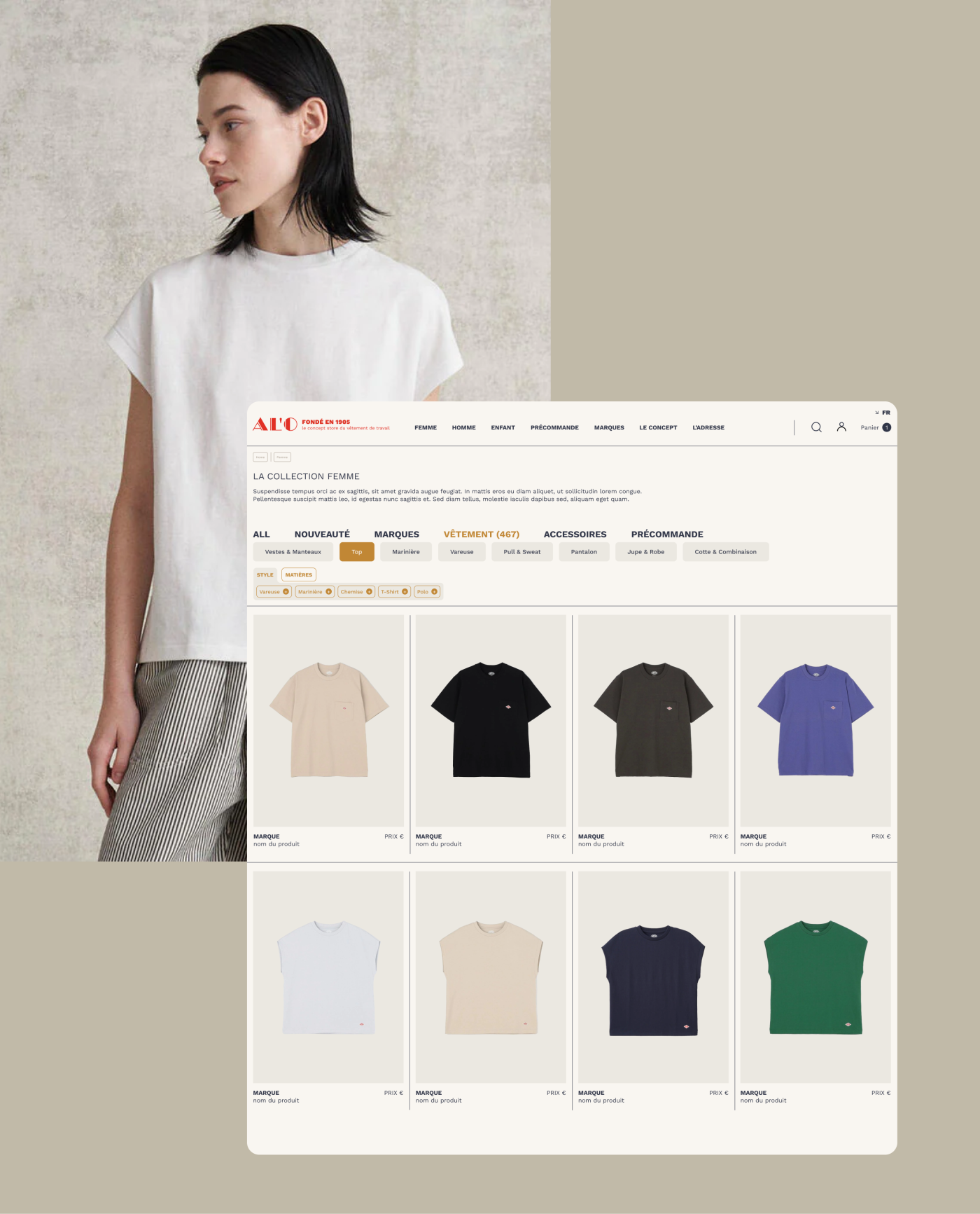 Identité Visuelle et UI Design : ALO Site E-commerce par Margot