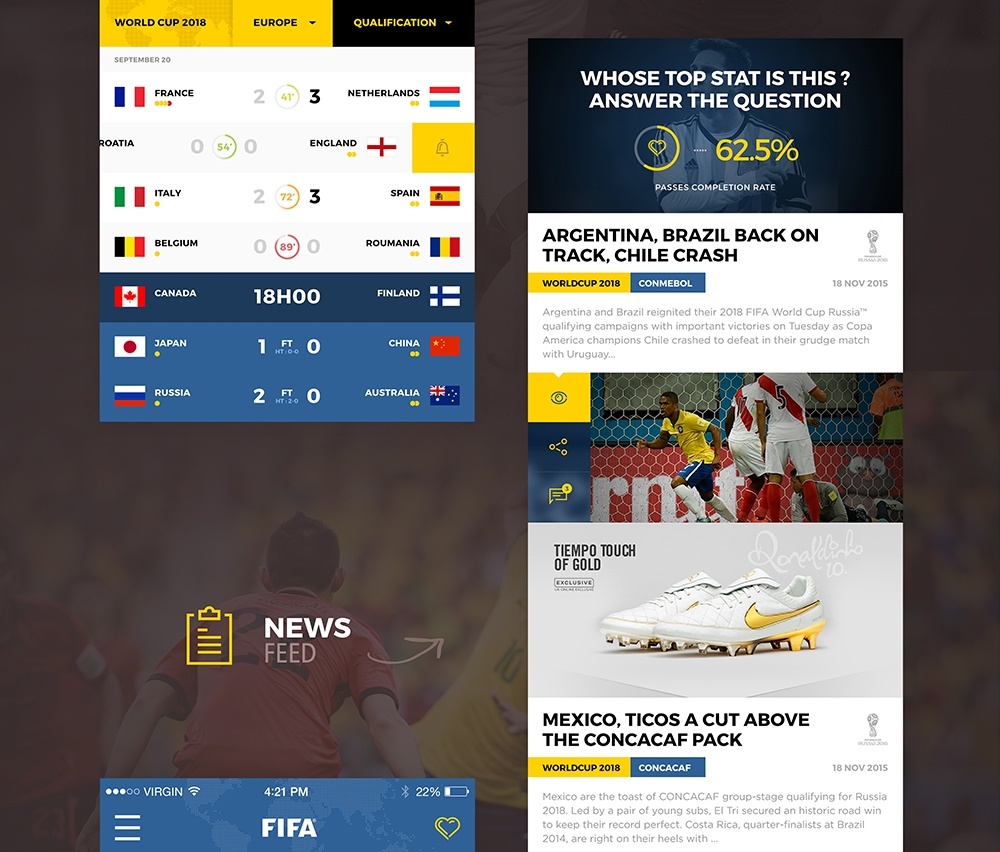 Concept Art, Mobile Design, UI Design and UX Design: FIFA Mobile App by ...