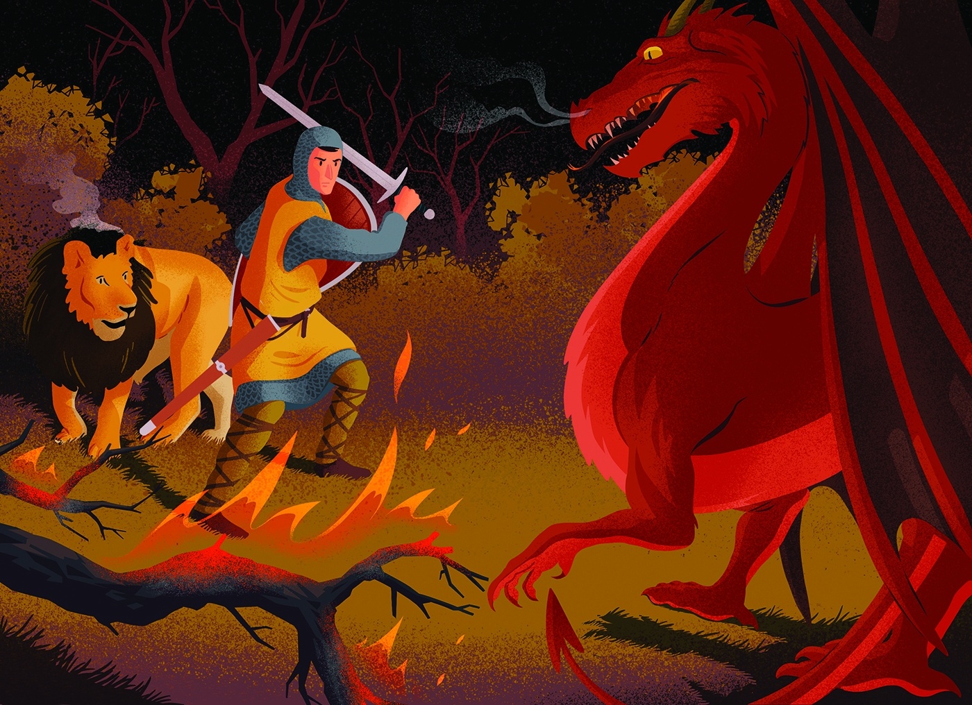Illustration : Yvain ou le Chevalier au lion par Christophe