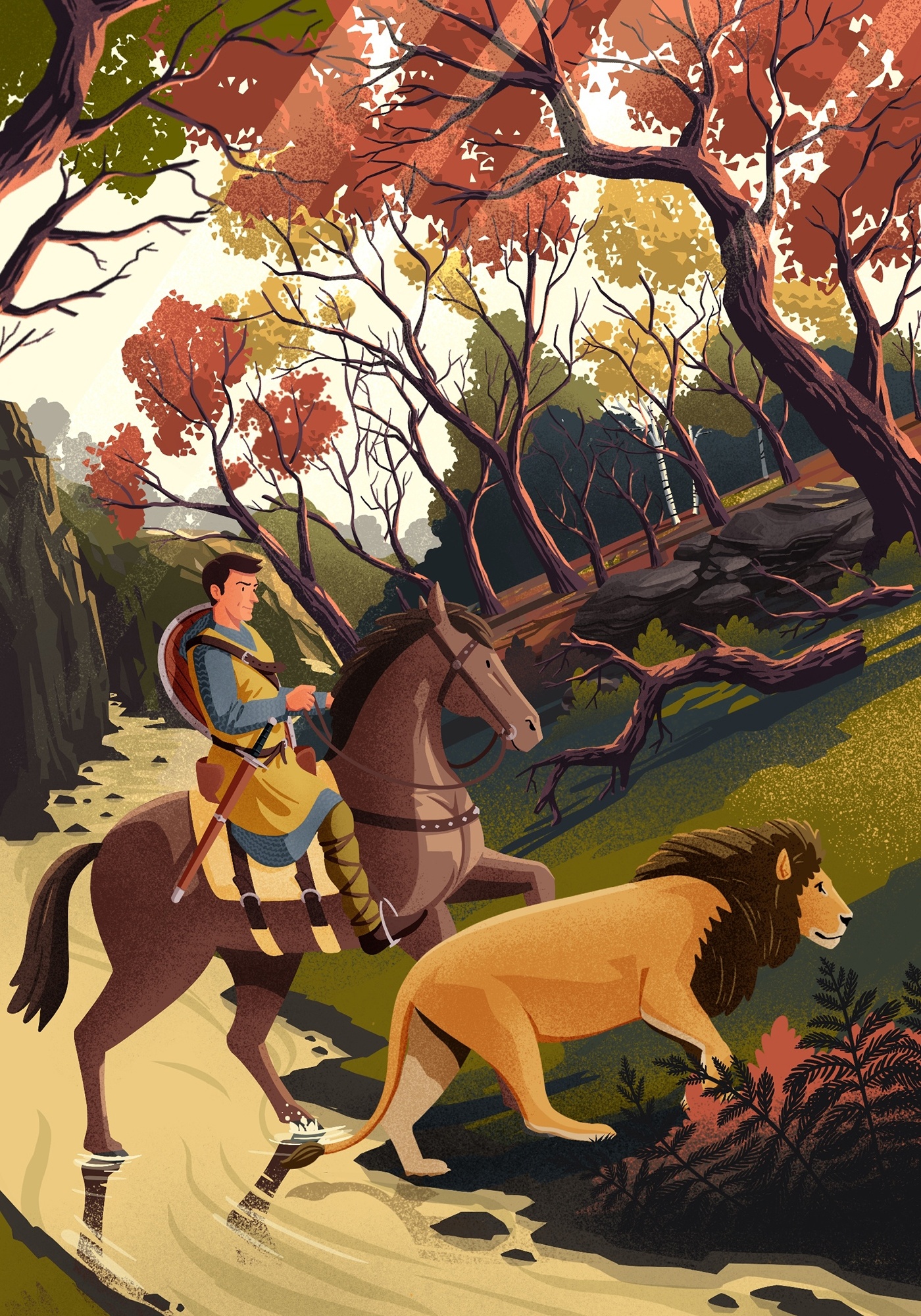Illustration : Yvain ou le Chevalier au lion par Christophe