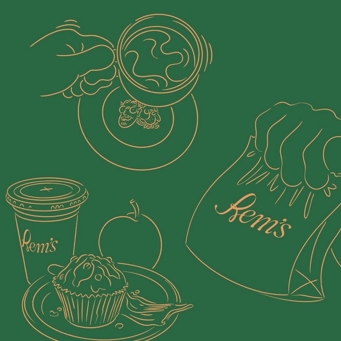 Digital Art, Brand Design and Illustration: Rem's Coffee Shop by Louis ...